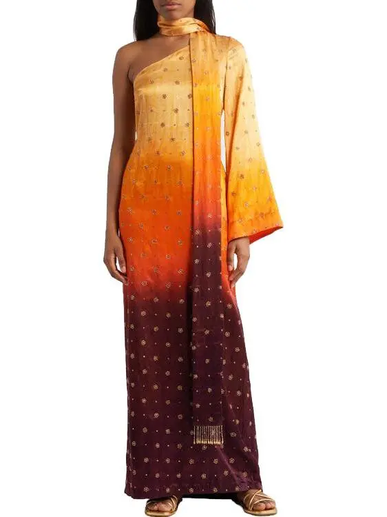 SANI Name One-shoulder Beaded Gown - Dusky Ember