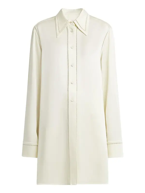JIL SANDER Lattice-inset Tunic Shirt - Natural