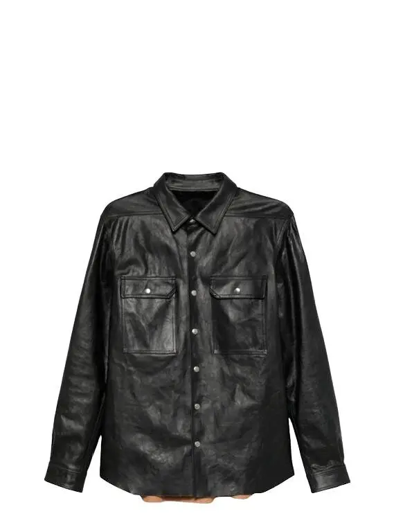 Rick Owens Leather Outershirt - Black