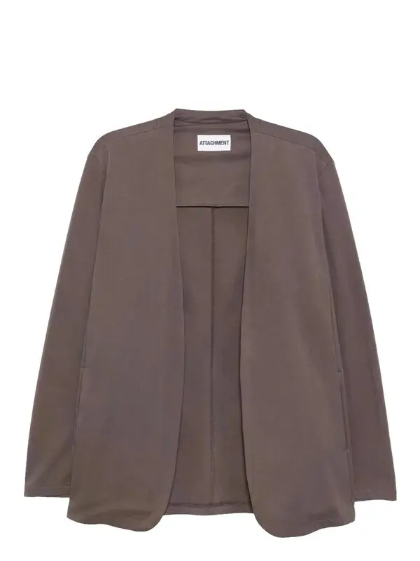 Attachment Cotton Double-face Collarless Jacket - Brown