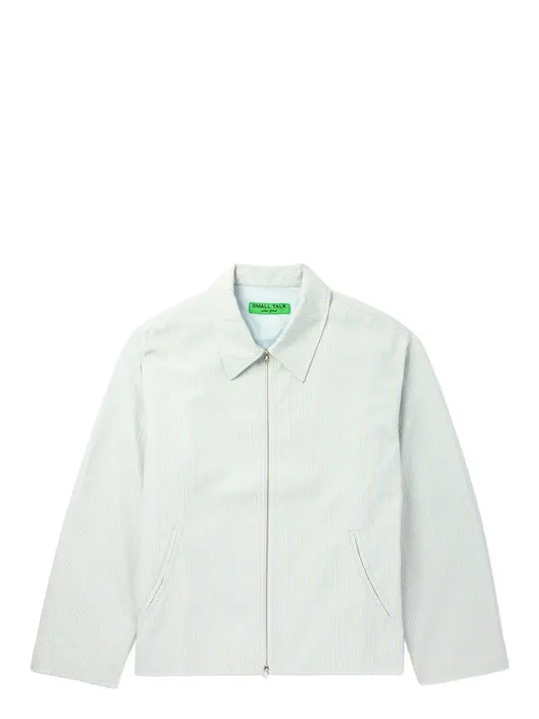 SMALL TALK Striped Cotton Shirt Jacket - Green