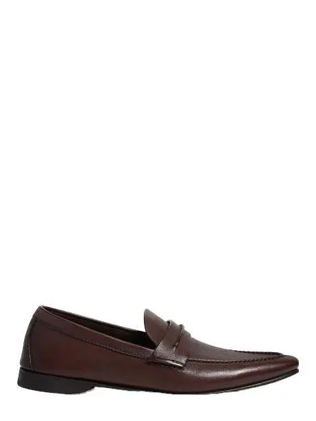 Zegna Natural Grain Leather Loafer - Medium Brown Solid