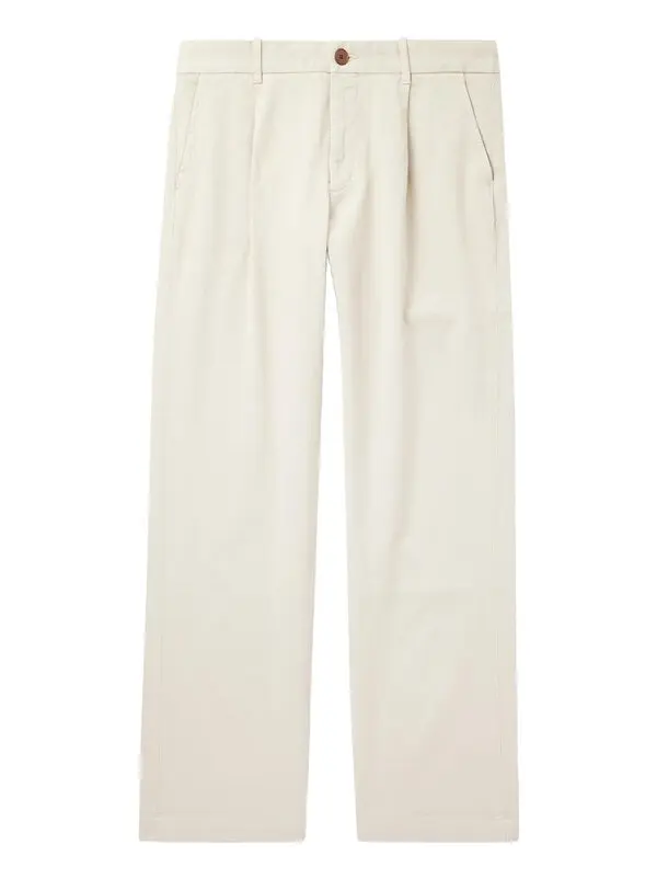 Mr P. Edward Straight-leg Cotton-blend Cavalry Twill Trousers - Gray