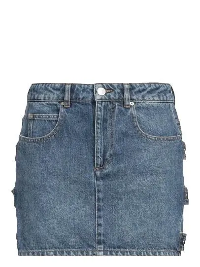 MARANT ETOILE Denim Pencil Skirt With Leather Trims - Blue