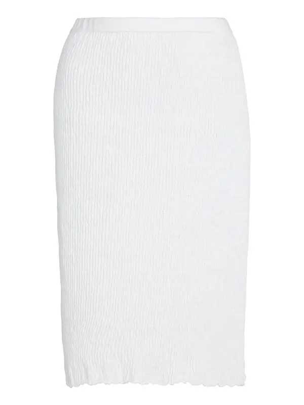 FERRAGAMO Crinkled-knit Linen-blend Pencil Skirt - White