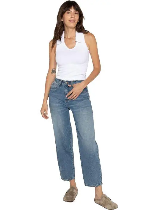 OLIVER LOGAN Harlow Barrel Leg Jeans - Vintage Denim Indigo