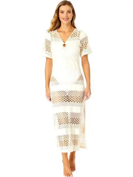 ANNE COLE Long Maxi Dress With Slits - Gardenia