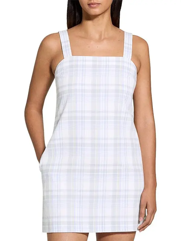 Theory Check Square Neck Mini Dress - Olympic Multi