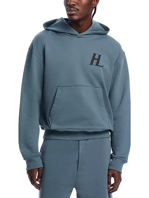 Helmut Lang Capsule Logo Pullover Hoodie - Slate Blue