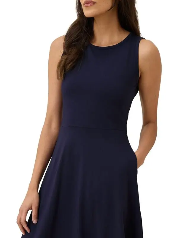 PACT Organic Cotton Fit & Flare Keyhole Back Dress - Eclipse