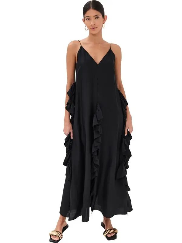 Bite Studios Stasia Slit Frill Dress - Black