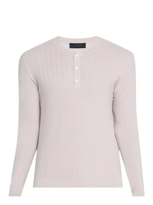 Sease Herringbone Henley Sweater - Chalk