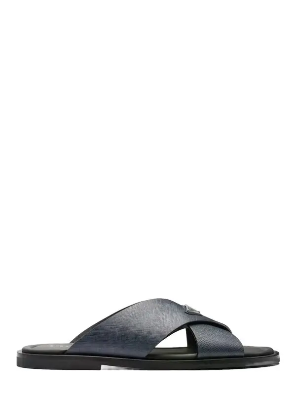 Prada Cross-strap Slides - Blue