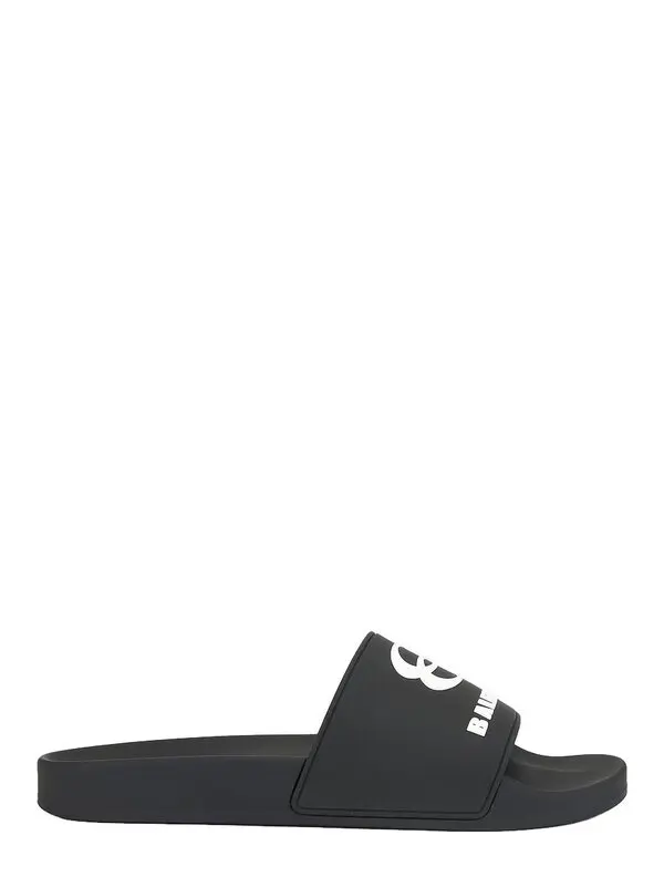 Balenciaga Pool Slide With Bal Logo - Black & White