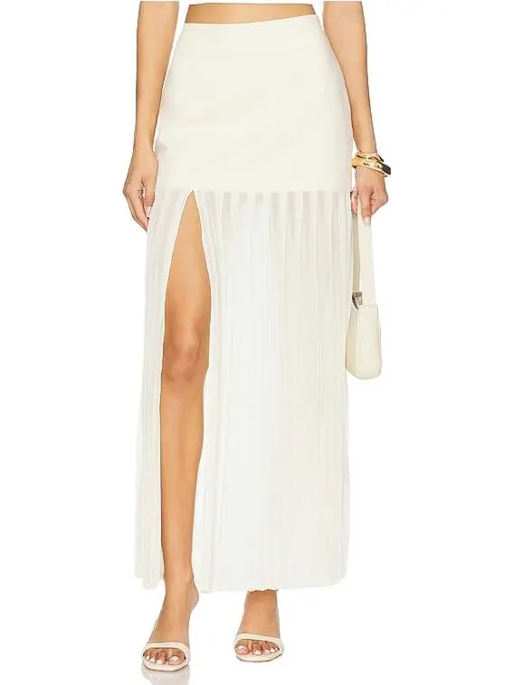 4TH & RECKLESS Lucian Pleated Slit Skirt - Cream