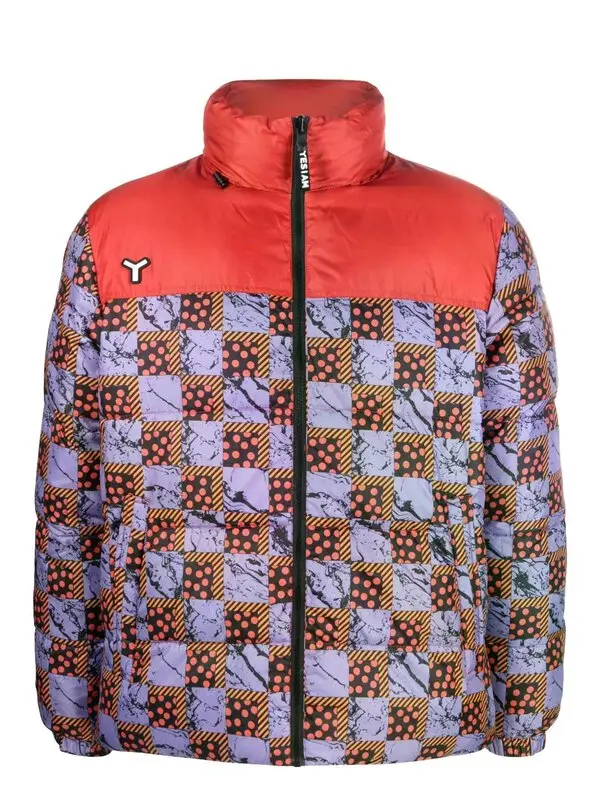 YES I AM Abstract-print Padded Jacket - Red