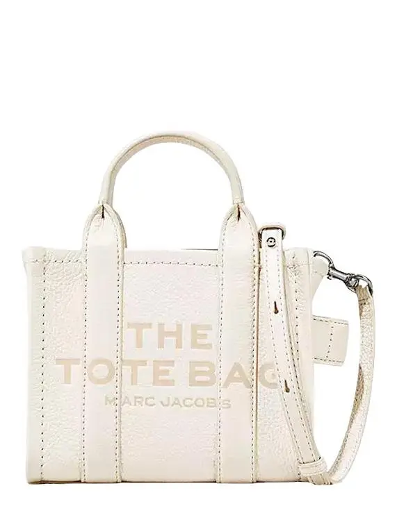 Marc Jacobs The Leather Micro Tote Bag - Cotton/silver