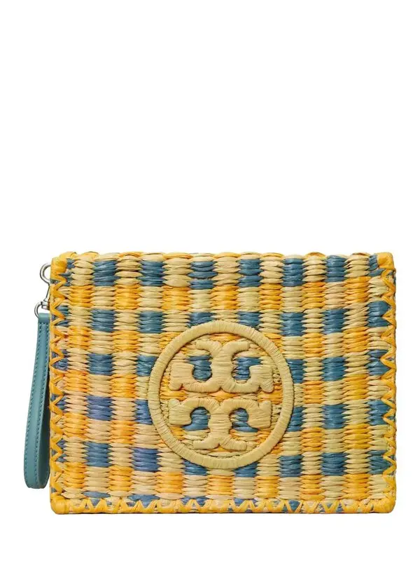 Tory Burch Ella Woven-check Clutch - Yellow