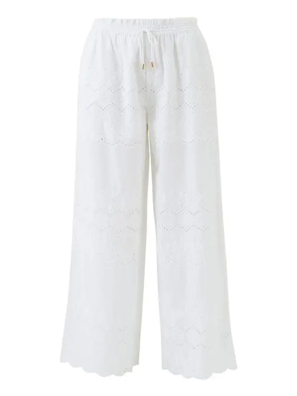 Melissa Odabash Immy Eyelet Drawstring Trousers - White