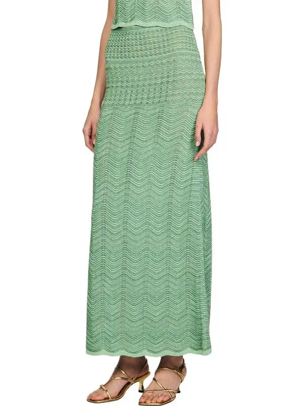 Sandro Long Knit Skirt - Mint
