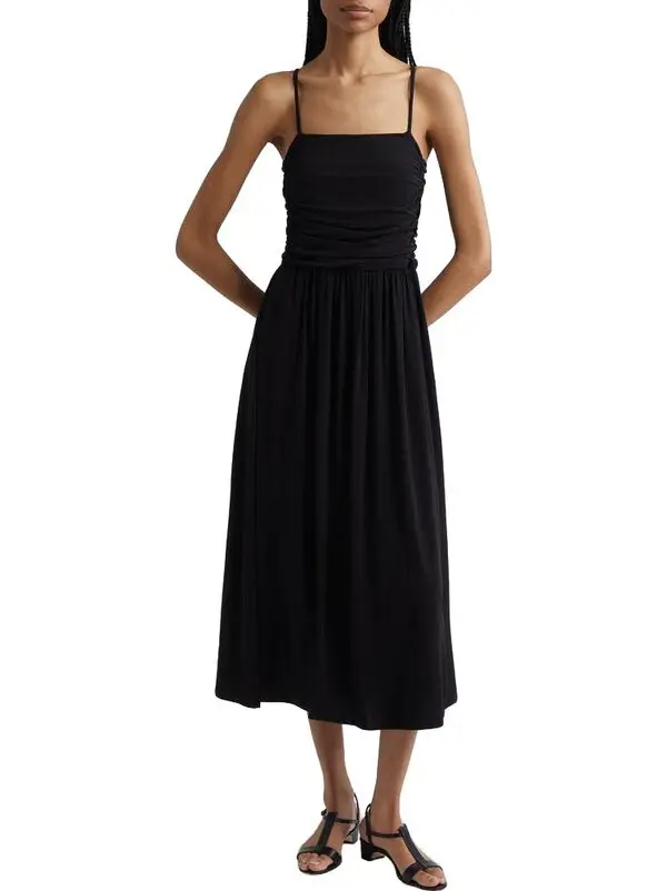 Max Mara Ghia Cross-back Ruched Midi Sundress - Black