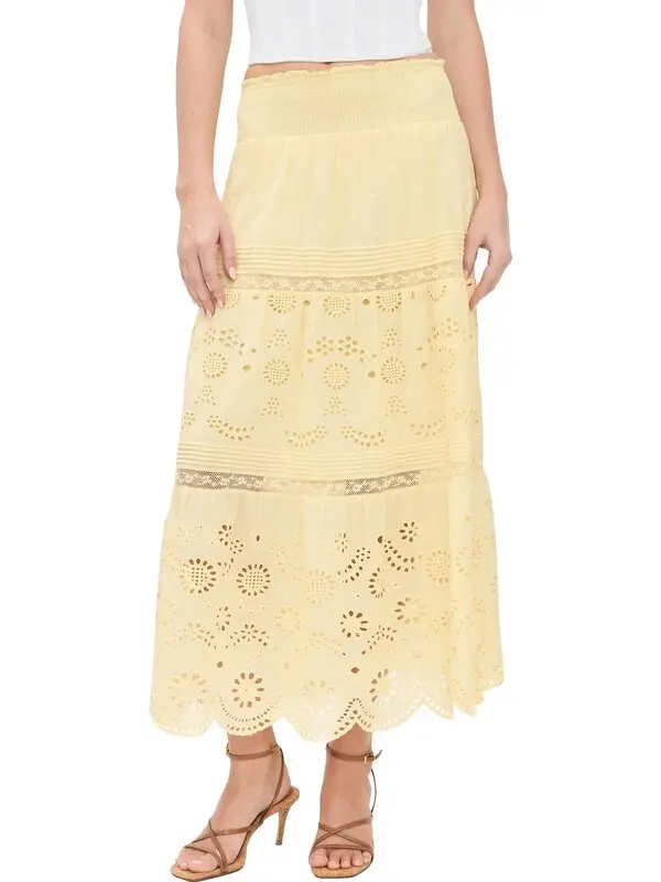 LoveShackFancy Miloti Tiered Skirt - Citron