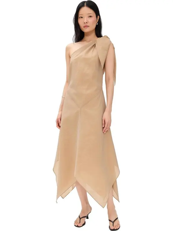 Rodebjer Spring Crinkled Midi Dress - Tannin