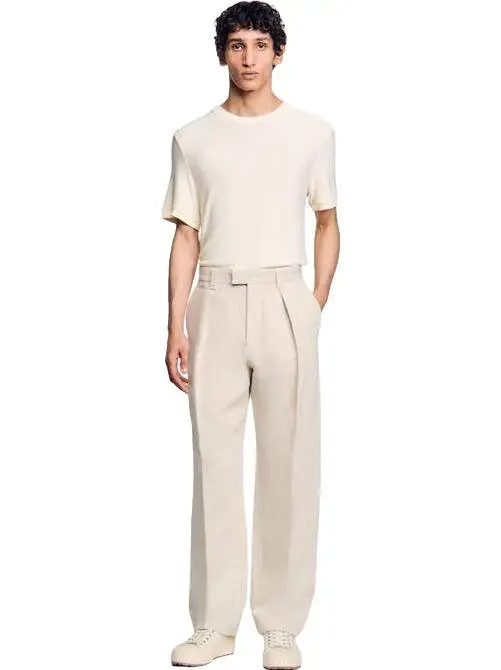 Sandro Wide-leg Creased Trousers - Oats
