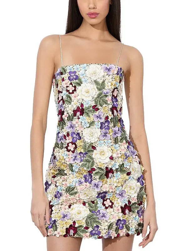 Alice + Olivia Velia Embellished Dress - Champagne Multi