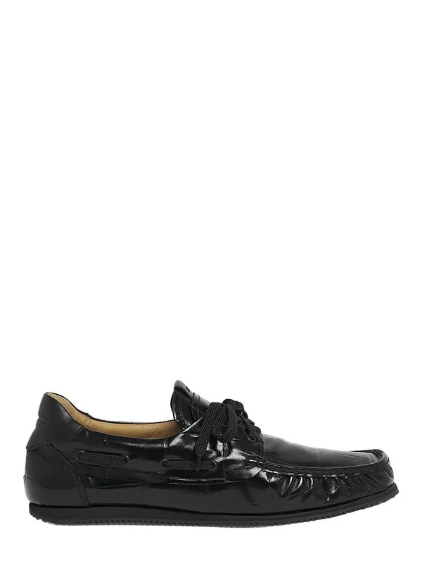 Jacquemus Les Batto Croc-embossed Leather Boat Shoes - Black