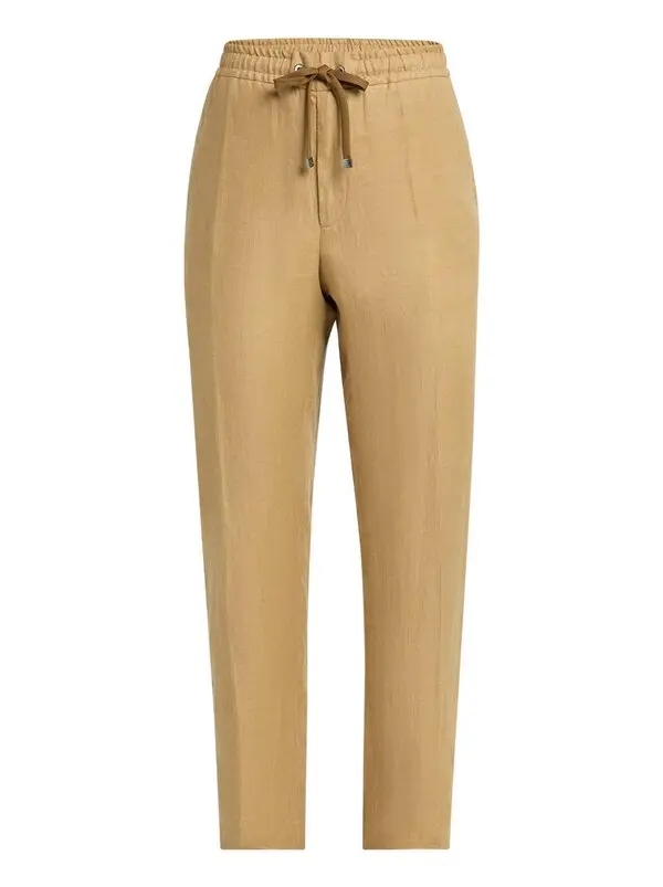 Moncler Twill Linen Trousers - Open Beige