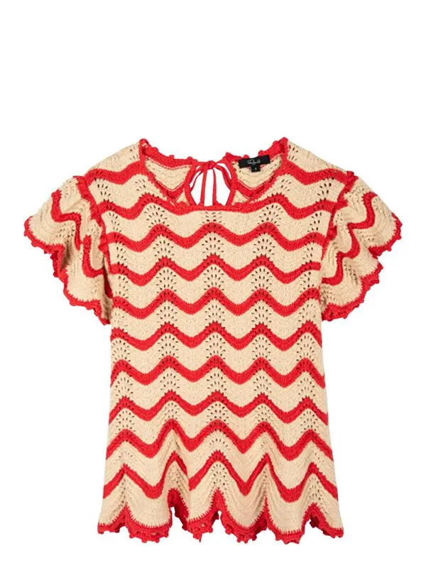 Rails Coen Crochet Top - Cherry Oat Stripe