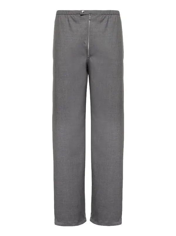 Prada Virgin Wool Straight Trousers - Grey