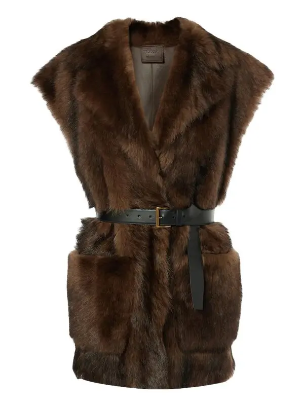 Prada Shearling Vest - Brown