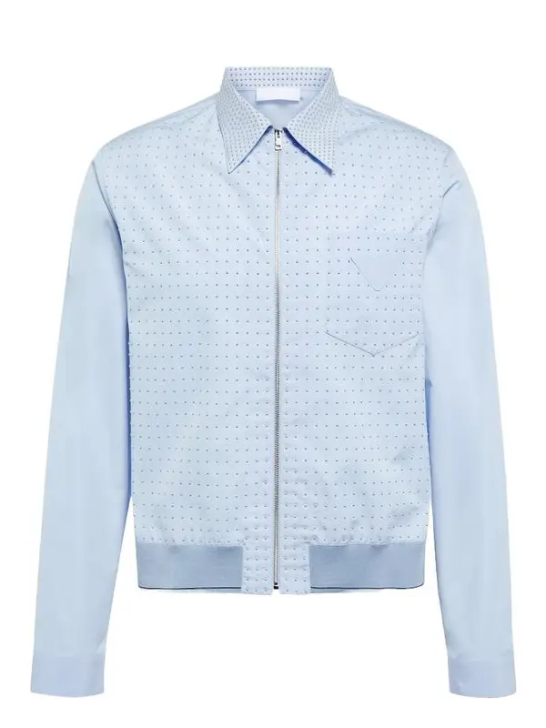 Prada Studded Cotton Blouson Jacket - Blue