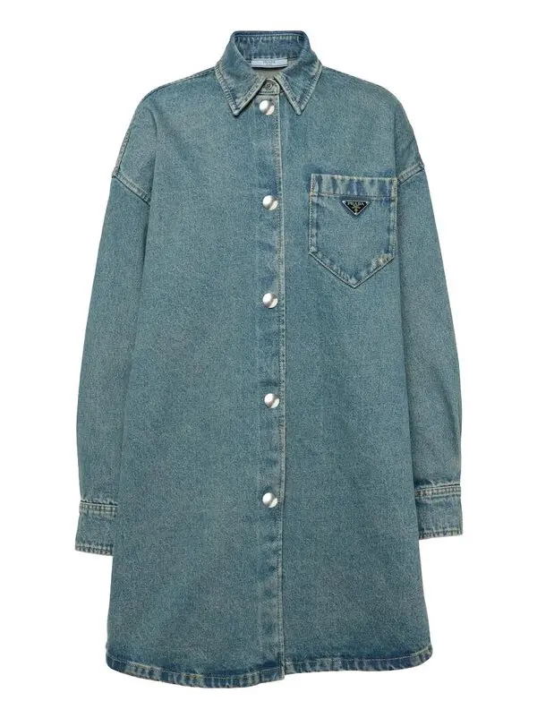 Prada Oversized Denim Shirt Dress - Blue