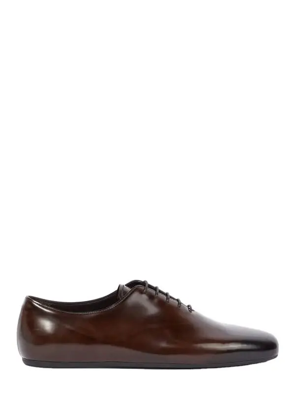 Prada Brushed Leather Oxford Shoes - Brown