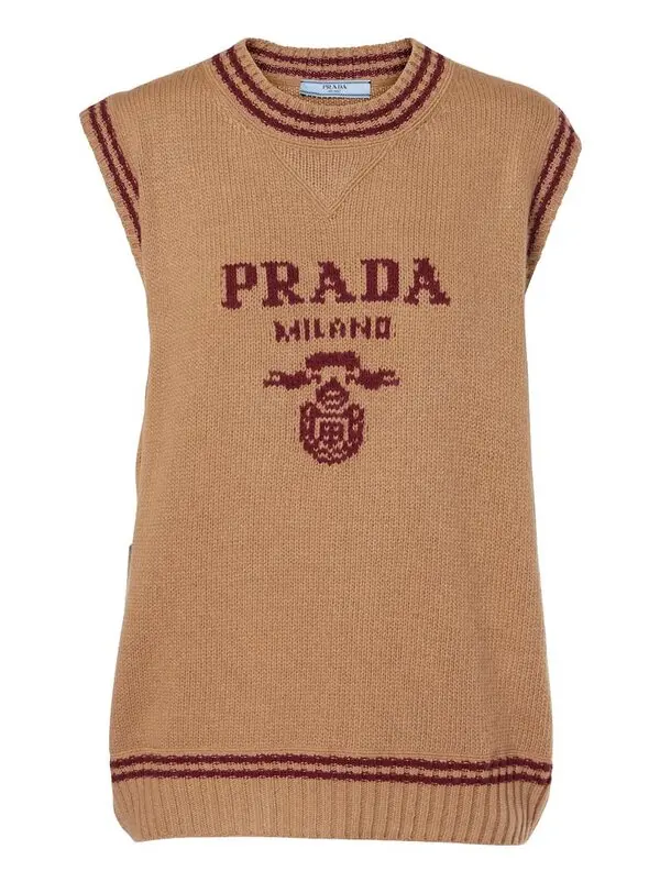 Prada Logo Wool And Cashmere Sweater Vest - Multicoloured
