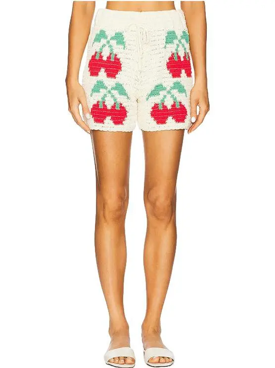 Celiab X Crochet Shorts - Ivory Cherry