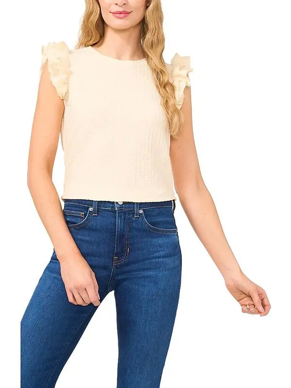CECE DUPRAZ Ruffle Sleeve Textured Top - Lemon Drop