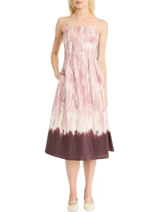 LUXELY Pleated Cotton-blend Poplin Dress - Cream/ Adobe Rose