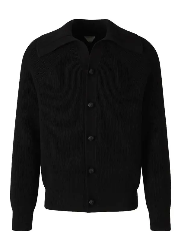 Bottega Veneta Cotton Ribbed Cardigan - Black