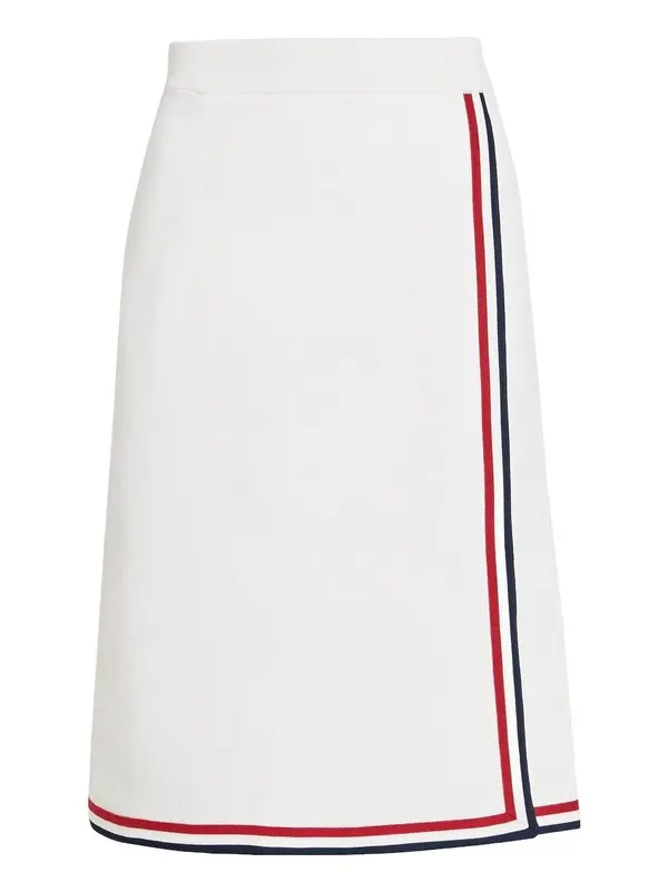 Thom Browne Wrap-effect Striped Knit Skirt - White