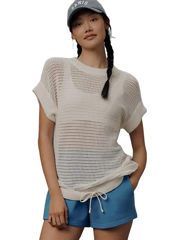 Varley Corvallis Short-sleeve Knit Top - Egret