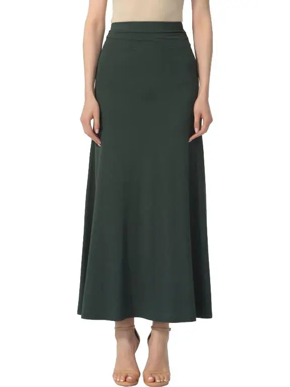 KIMI + KAI Ruched Maxi Skirt - Forest Green