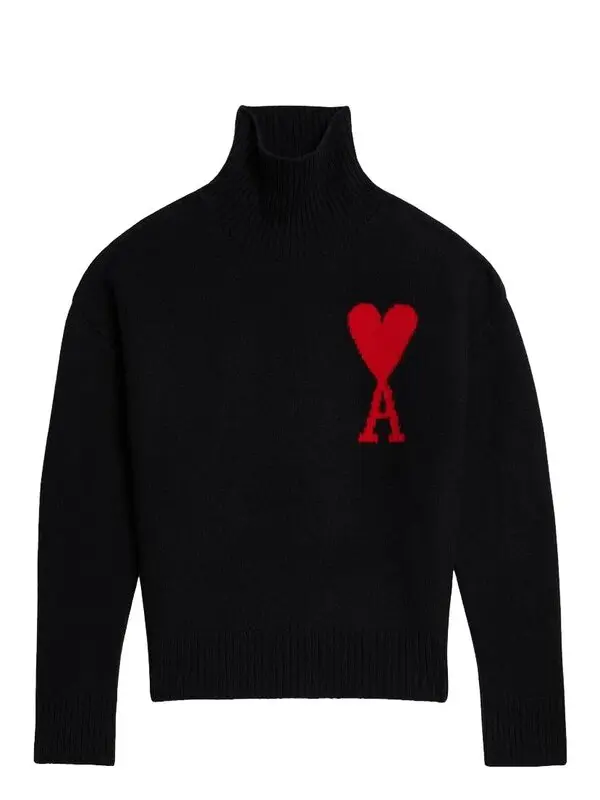 Ami Signature De Coeur Roll Neck Sweater - Multicolor