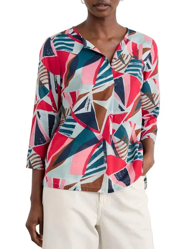 SEASALT CORNWALL Watercolor Sketch Print Organic Cotton Popover Top - Spinnaker Sails Chalk