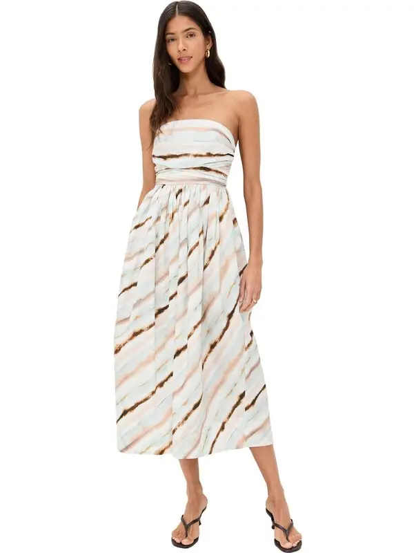 A.L.C. Tara Stripe Print Midi Dress - Mint Multi