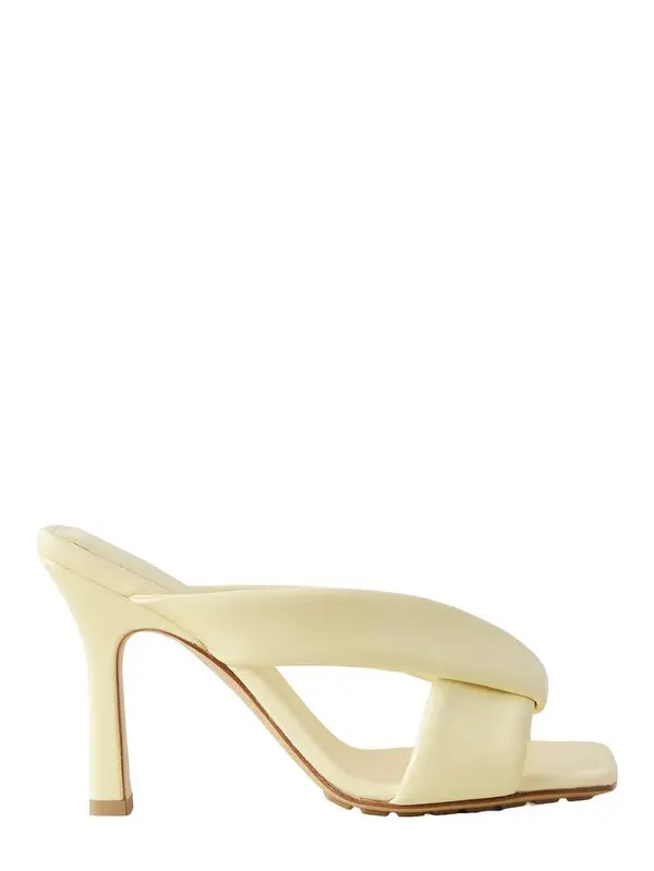 Bottega Veneta Riva Padded Glossed-leather Mules - Yellow