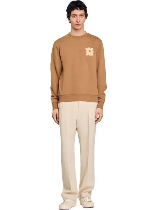 Sandro Flower Patch Sweatshirt - Nut